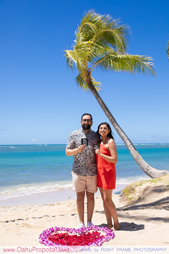 Honolulu Marriage Proposal at Kahala Beach