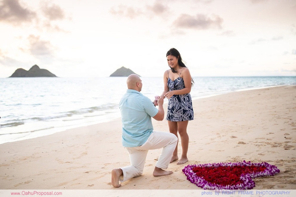 Sunrise Proposal at Lanikai Beach - Oahu Hawaii