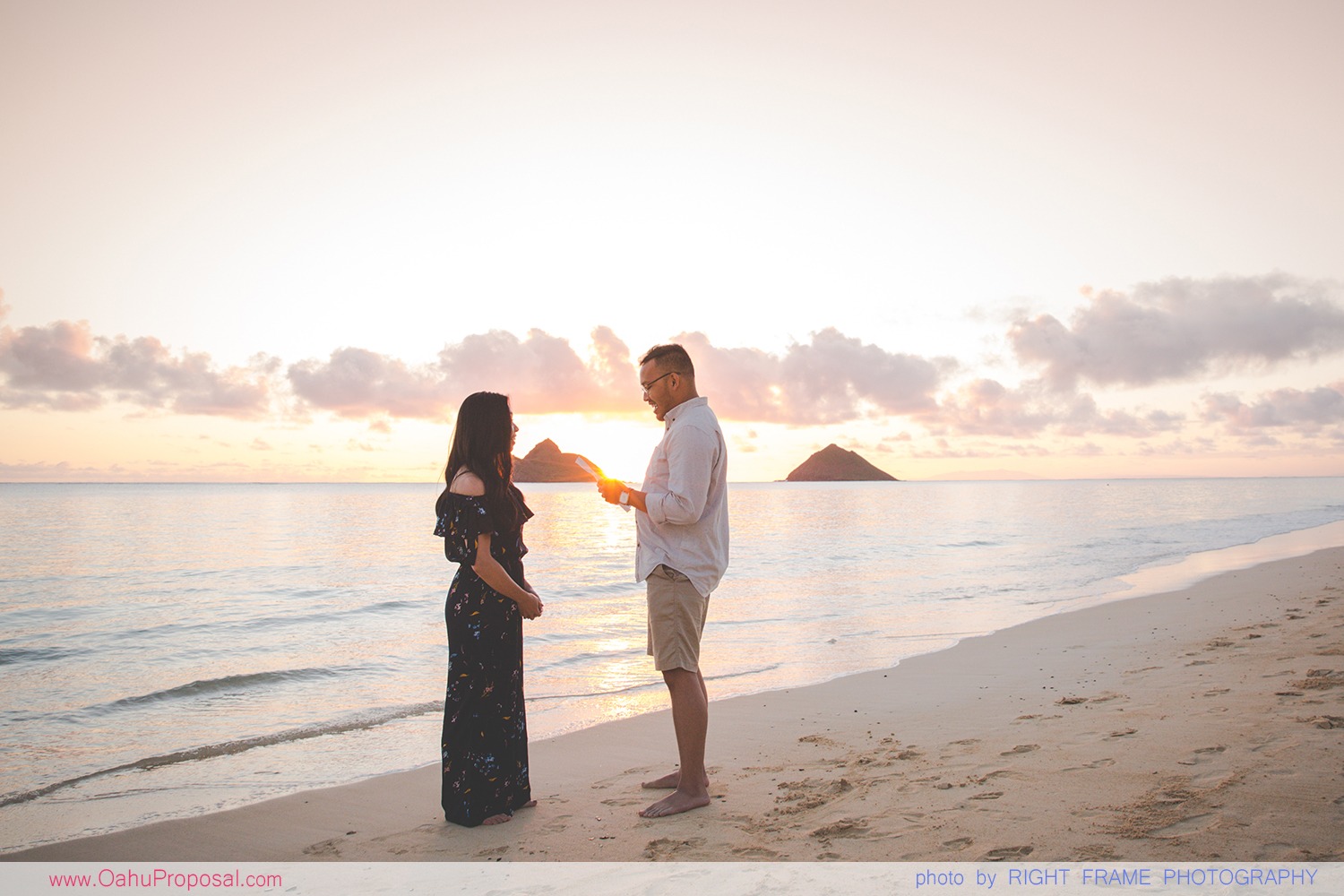 Sunrise Marriage Proposal at Lanikai Beach Hawaii