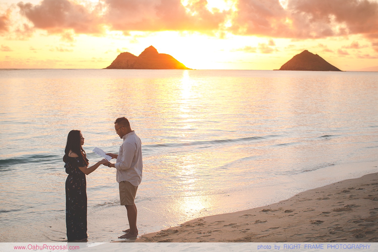 Sunrise Marriage Proposal at Lanikai Beach Hawaii