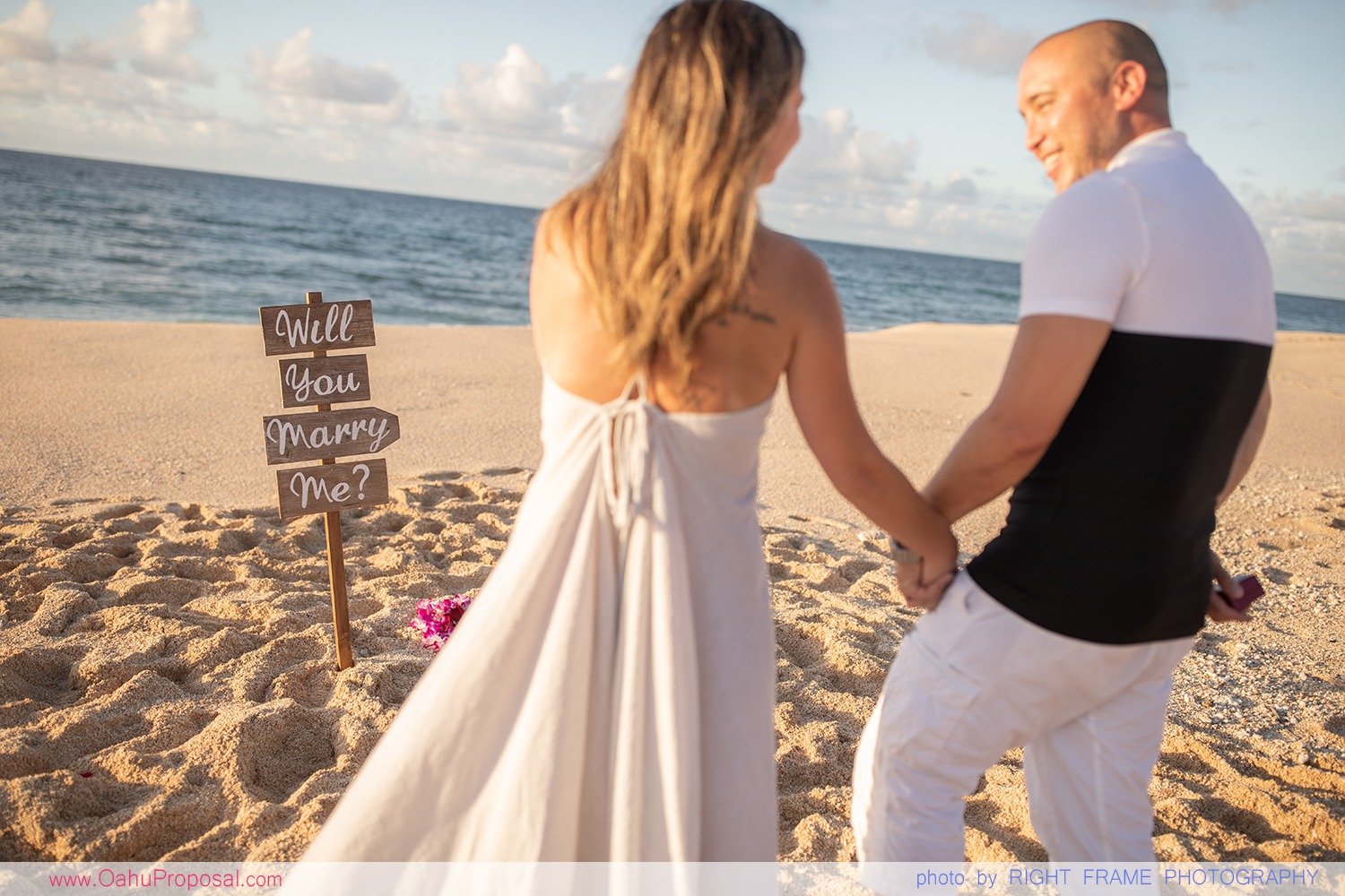 Sunset Marriage Proposal at Ke'iki Beach, North Shore Oahu