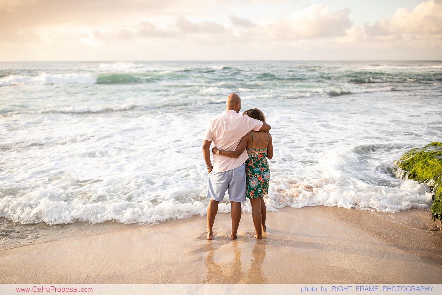 Sunset Beach Proposal during photoshoot at Papailoa Beach, Hawaii