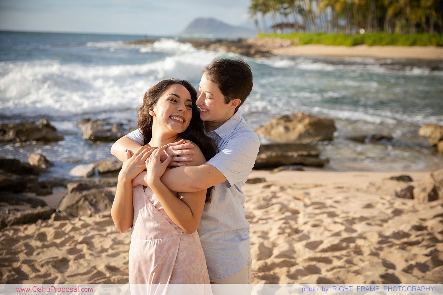Cute Same Sex Couple Proposal Oahu Lgbt Engagement Photographer