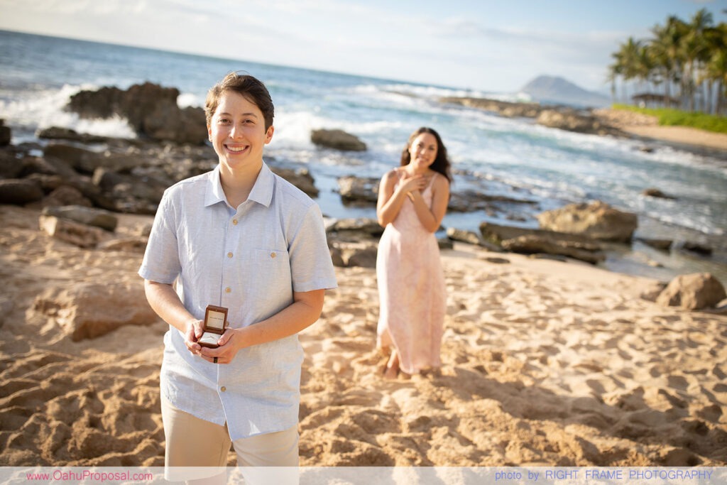 Cute Same Sex Couple Proposal Oahu Lgbt Engagement Photographer