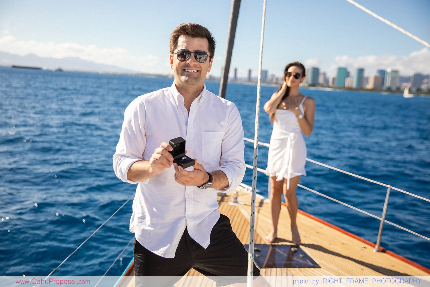 Oahu Boat Proposal - Waikiki, Hawaii Proposal Photographer